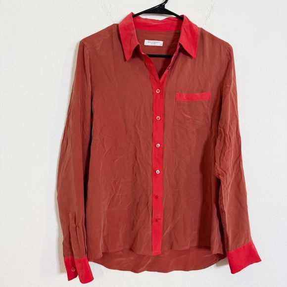 Equipment | Tops | Equipment Femme Silk Colorblock Button Down Blouse ...